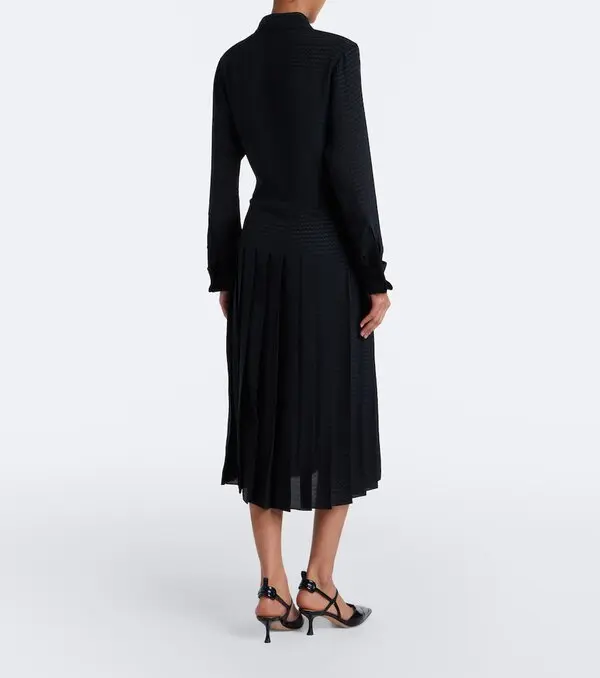 Fendi Chevron Jacquard Silk Midi Dress