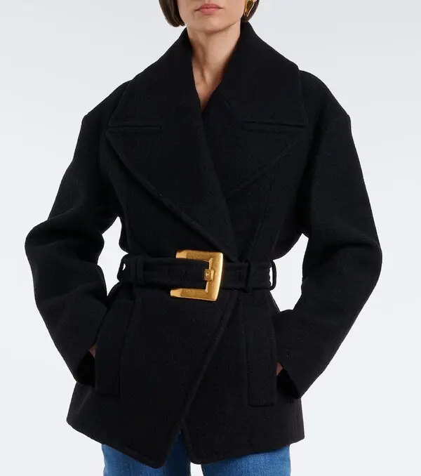 Balmain Double-breasted Virgin Wool Coat
