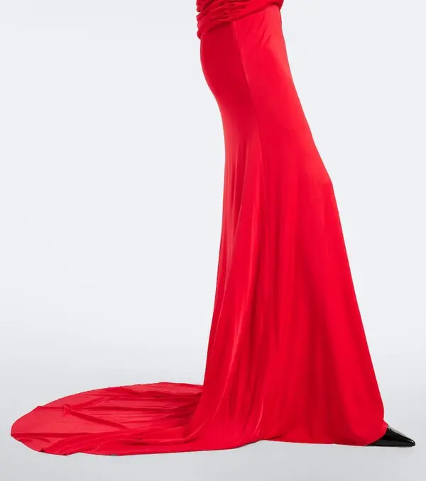 David Koma Cutout Ruched Jersey Gown