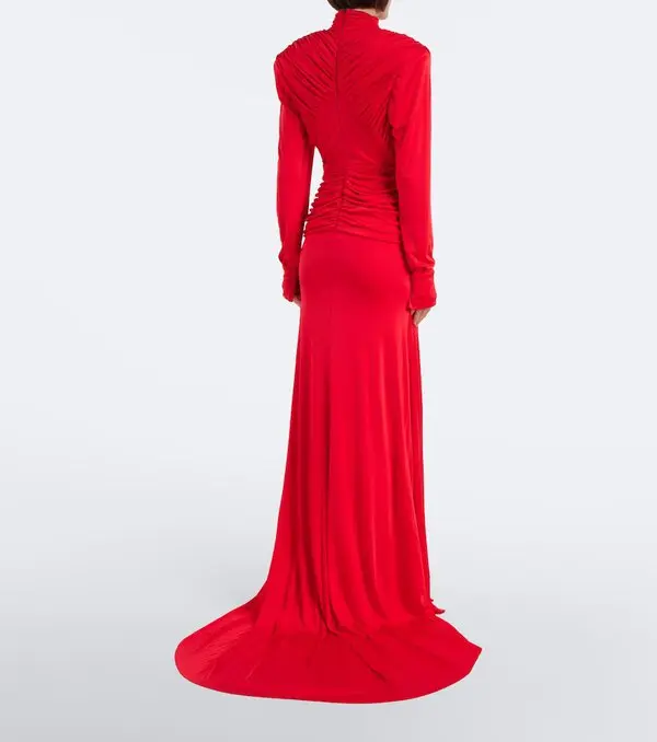 David Koma Cutout Ruched Jersey Gown