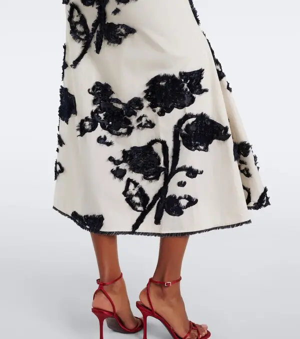 Erdem Fil Coupé Poplin Midi Dress In Ivory-navy