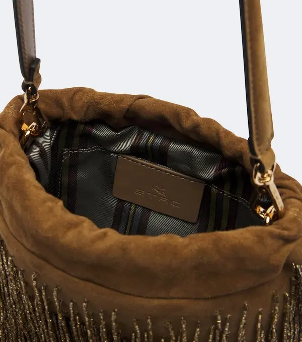 Etro Kalispera Small Fringed Suede Shoulder Bag