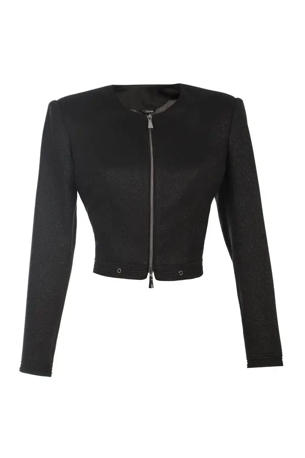 LUNA FASHION HOUSE Cropped Zip Blazer, Frida - Black