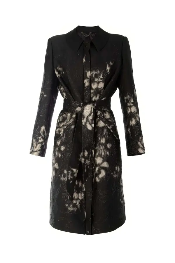 LUNA FASHION HOUSE Silver Floral Jacquard Light Coat, Emma - Gray