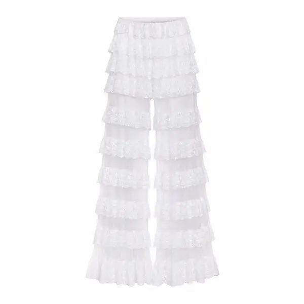 HARMONIA NY Angels Above Harmonia X Kikiriki Ruffled Lace Pants - White