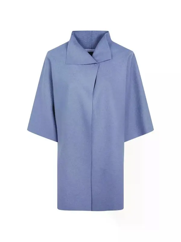 Harris Wharf London Asymmetric-collar Short-sleeve Coat - Blue