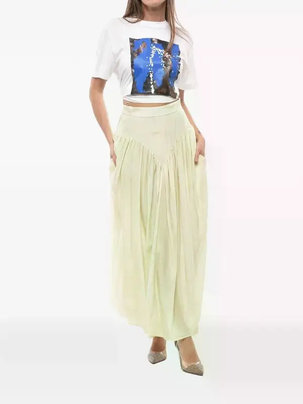 Stella McCartney Striped Pleated Long Skirt