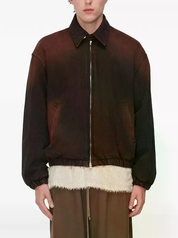 SONG FOR THE MUTE Acid Wash Padded Denim Jacket