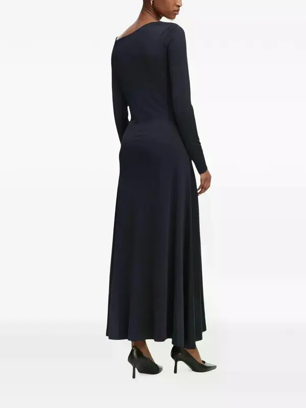 BOSS Asymmetric Neck Ruched Detailing Midi Dress