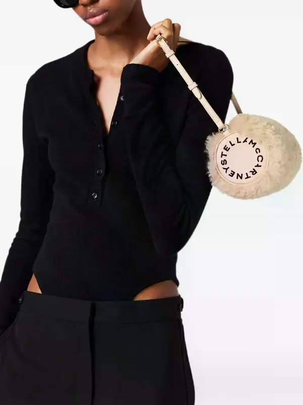 Stella McCartney Logo-patch Faux-shearling Shoulder Bag