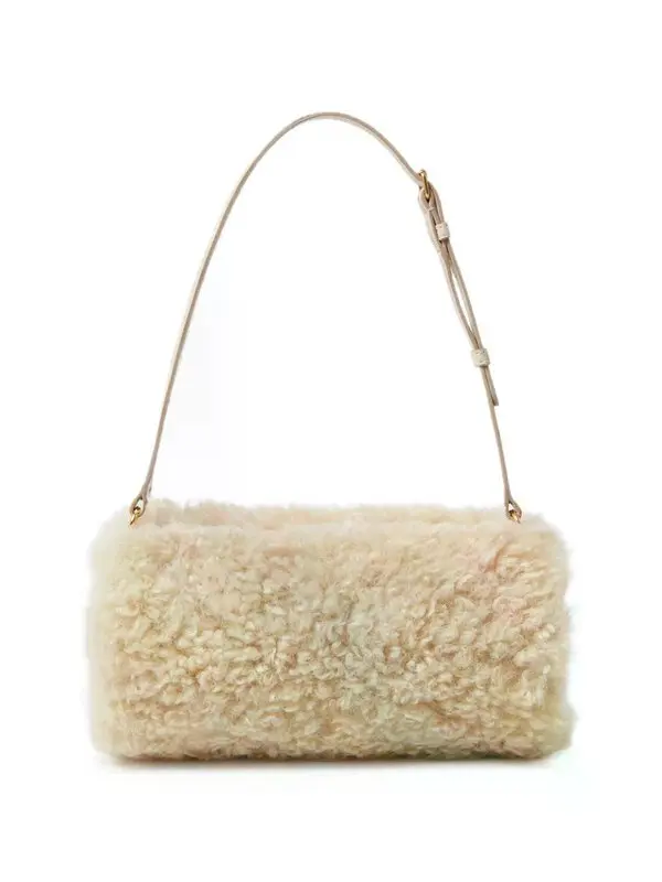 Stella McCartney Logo-patch Faux-shearling Shoulder Bag