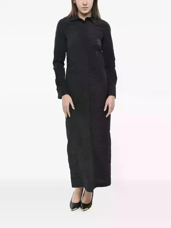 Max Mara Crinkled-effect Open-back Shirt Maxi Dress