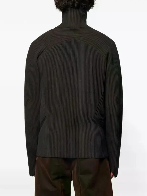 OMAR AFRIDI Ribbed-knit Zip-up Sweater