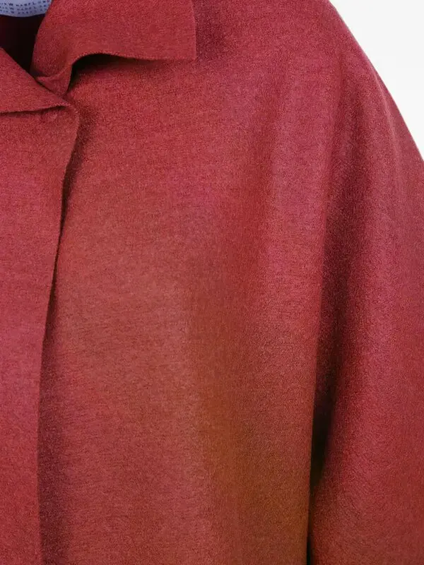 Harris Wharf London Asymmetrical Collar Three-quarter Sleeve Coat - Red