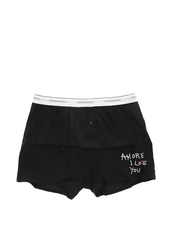 Dsquared2 Slogan-print Button-front Boxers - Black