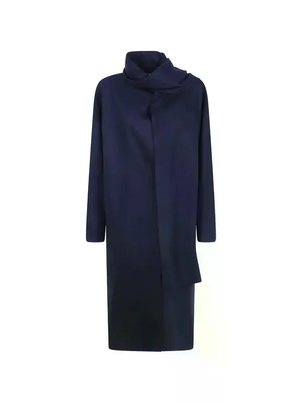 Harris Wharf London Wool Coat With Scarf Detail - Blue