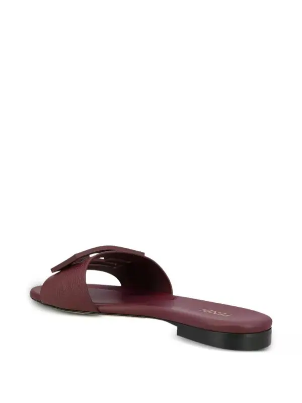 Fendi Baguette Burgundy Leather Slides