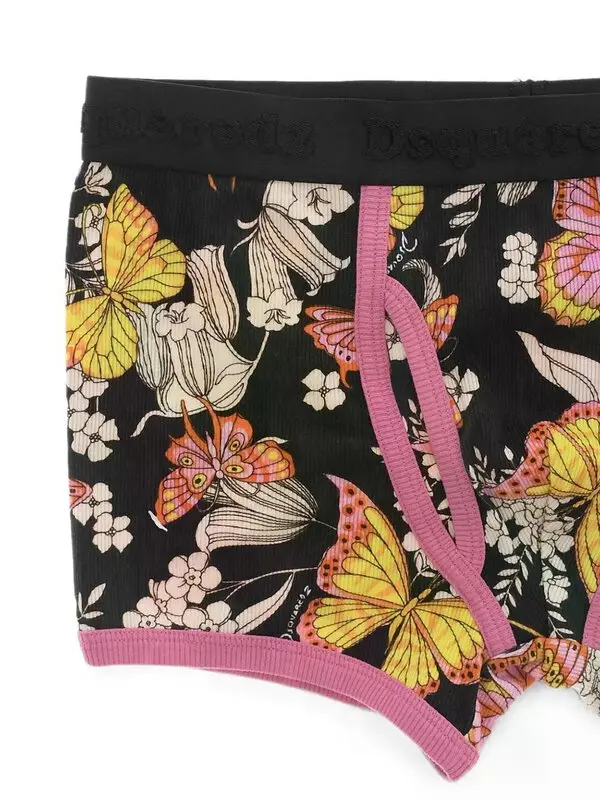 Dsquared2 Butterfly-print Ribbed Boxers - Black