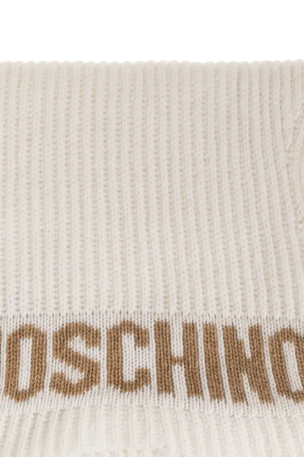 Moschino Scarf With Logo - Cream