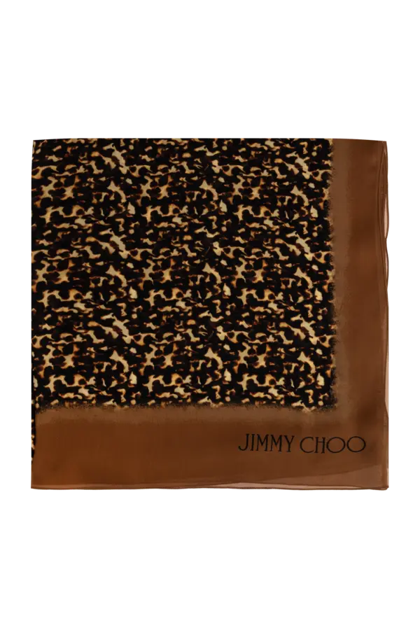 JIMMY CHOO Silk Scarf With Animal Motif - Brown
