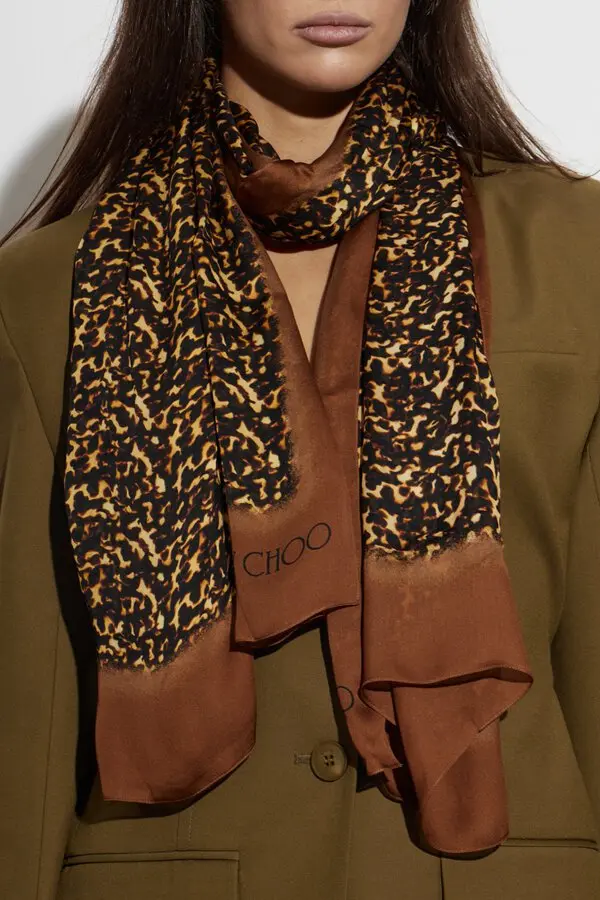 JIMMY CHOO Silk Scarf With Animal Motif