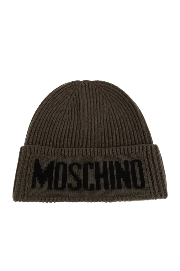 Moschino Ribbed Logo Beanie - Green