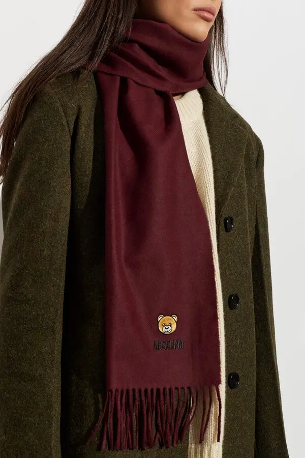 Moschino Wool Scarf With Fringes