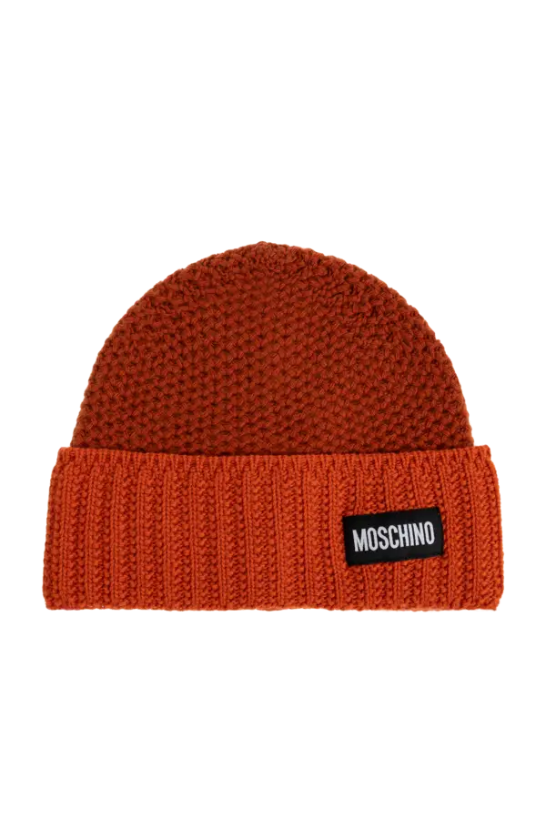 Moschino Beanie With Logo Patch - Red