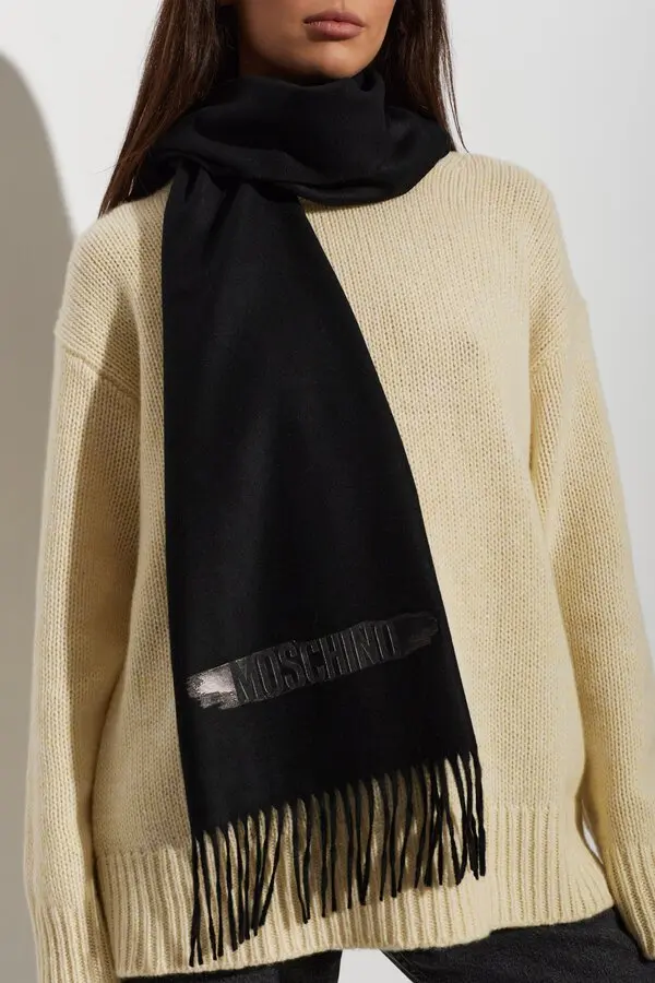 Moschino Wool Scarf With Fringes