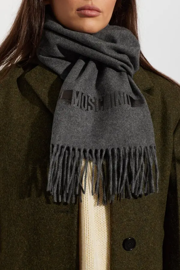 Moschino Wool Scarf With Fringes