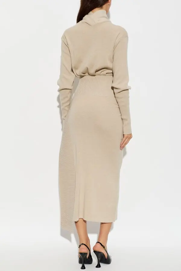 LANVIN Wool Dress With Waist Appliqu