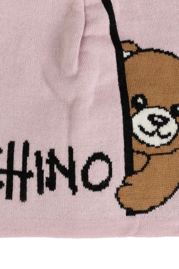 Moschino Beanie With Bear And Logo Detail