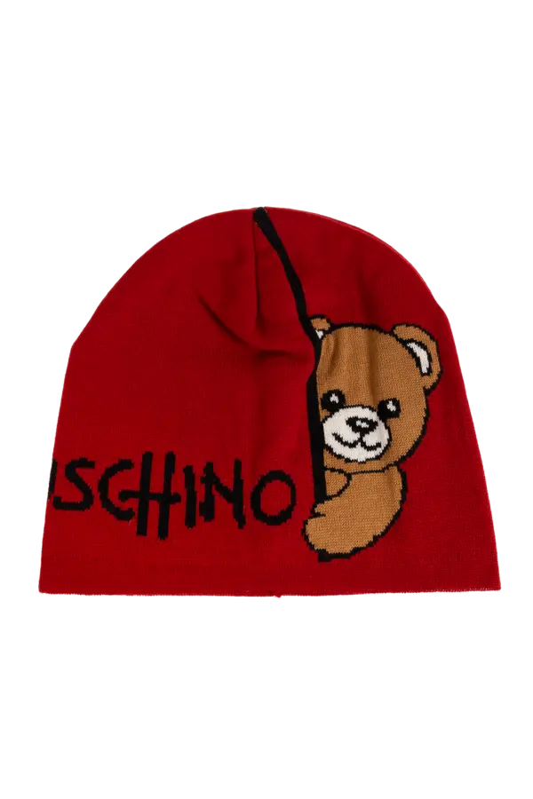 Moschino Teddy Bear Logo Beanie - Red
