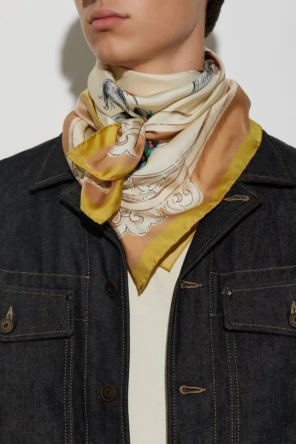 Moschino Silk Scarf With Print - Multicolour