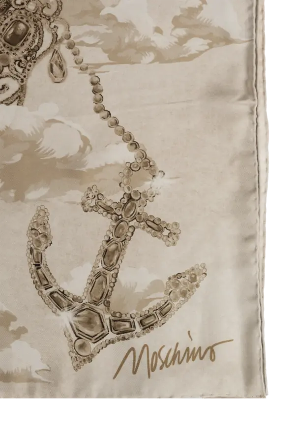Moschino Silk Scarf With Print - Beige