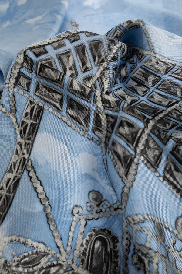 Moschino Silk Scarf With Print - Blue