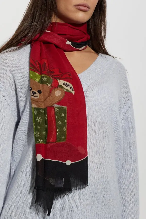 Moschino Wool Scarf With Logo