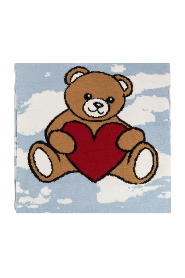 Moschino Scarf With A Characteristic Teddy Bear Motif - Blue