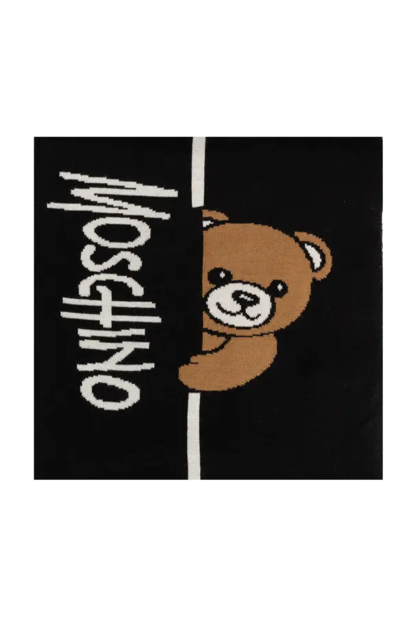 Moschino Scarf With A Characteristic Teddy Bear Motif - Black