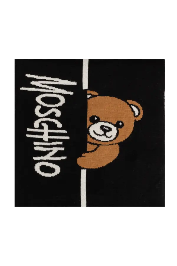 Moschino Scarf With A Characteristic Teddy Bear Motif - Black