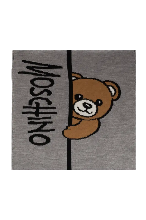 Moschino Scarf With A Characteristic Teddy Bear Motif - Grey