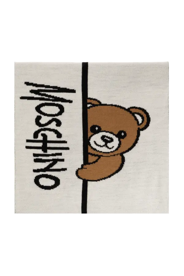Moschino Scarf With A Characteristic Teddy Bear Motif - White