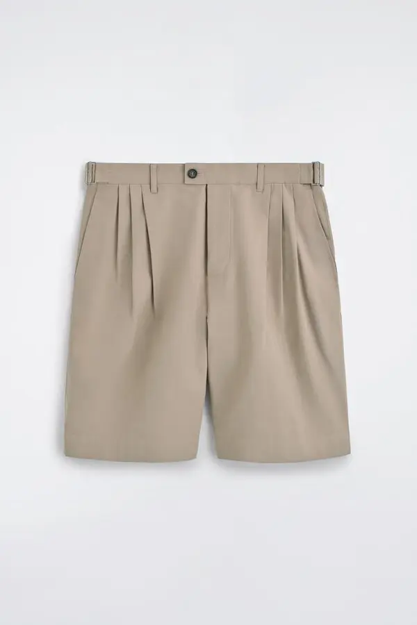 Cos Belt-detail Tailored Cotton Chino Shorts - Beige