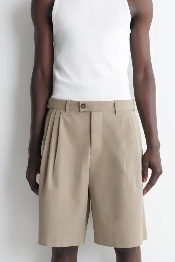 Cos Belt-detail Tailored Cotton Chino Shorts