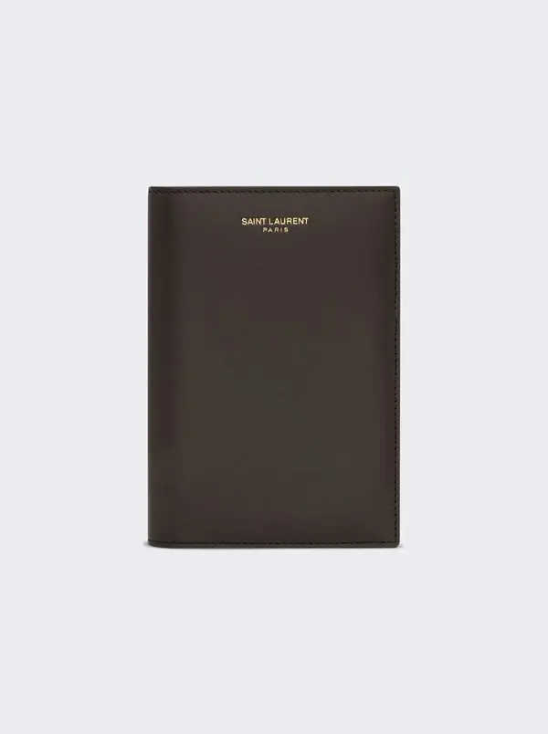 Saint Laurent Paris Passport Case Dark Chocolate And Bordeaux - Black