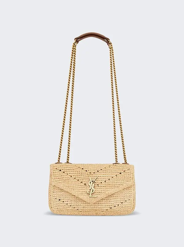 Saint Laurent Mini Loulou Chain Bag Natural Raffia