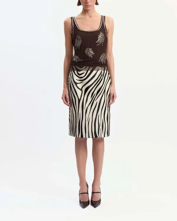 16Arlington Esha Feather Crystal Embellished Scoop Neck Tank Top