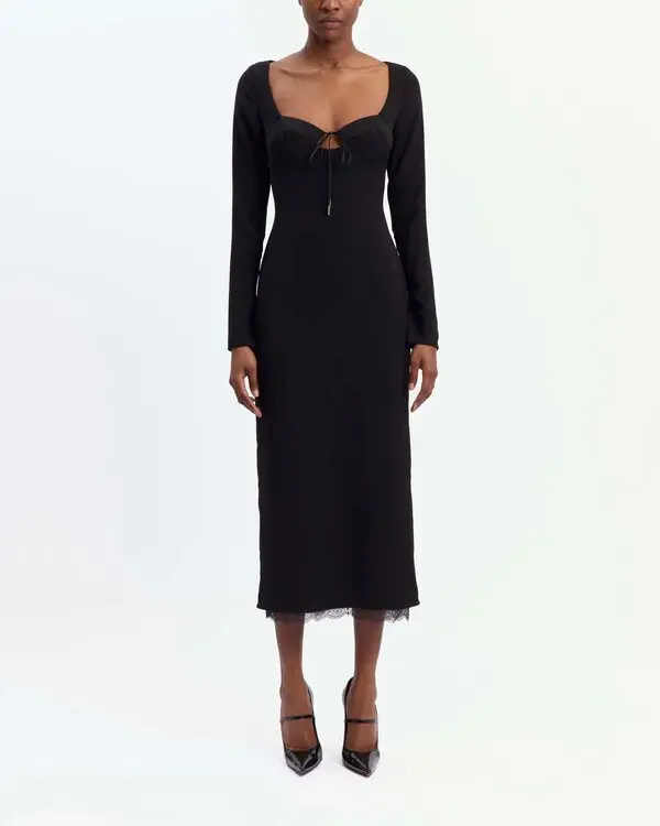 16Arlington Odette Midi Dress With Lace Trim