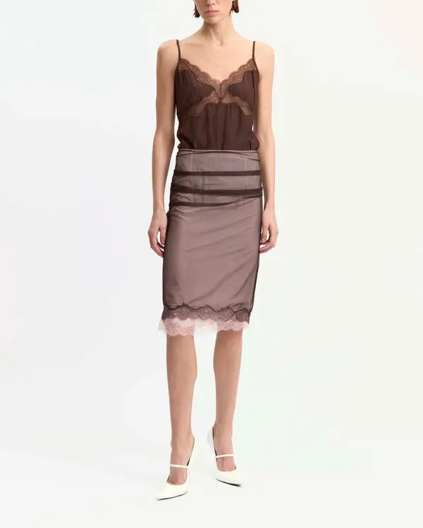 16Arlington Hedda Midi Skirt - Chocolate