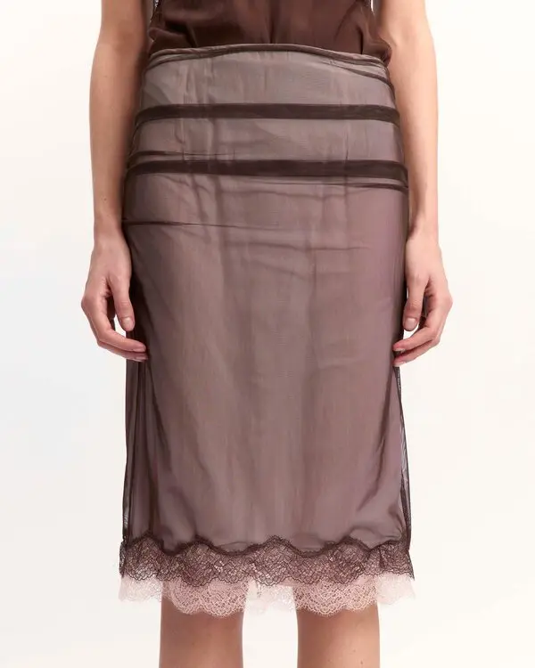 16Arlington Hedda Midi Skirt - Chocolate